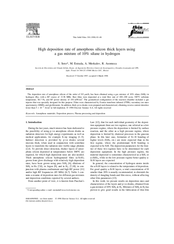 (PDF) High deposition rate of amorphous silicon thick layers using a ...