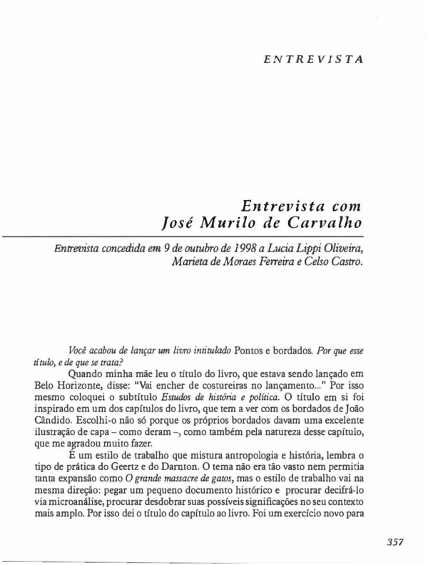 (PDF) Entrevista com José Murilo de Carvalho