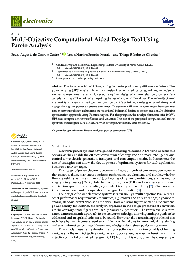 (PDF) Multi-Objective Computational Aided Design Tool Using Pareto Analysis
