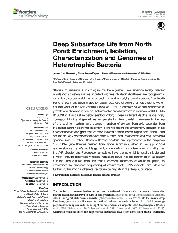 (PDF) Deep Subsurface Life from North Pond: Enrichment, Isolation ...