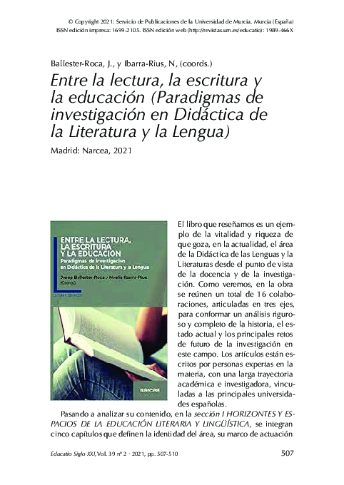 (PDF) Entre la lectura, la escritura y la educación (Paradigmas de ...