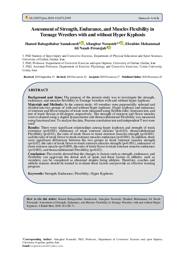 (PDF) Assessment of Strength, Endurance, and Muscles Flexibility in ...
