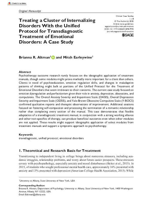 (PDF) Treating a Cluster of Internalizing Disorders With the Unified ...