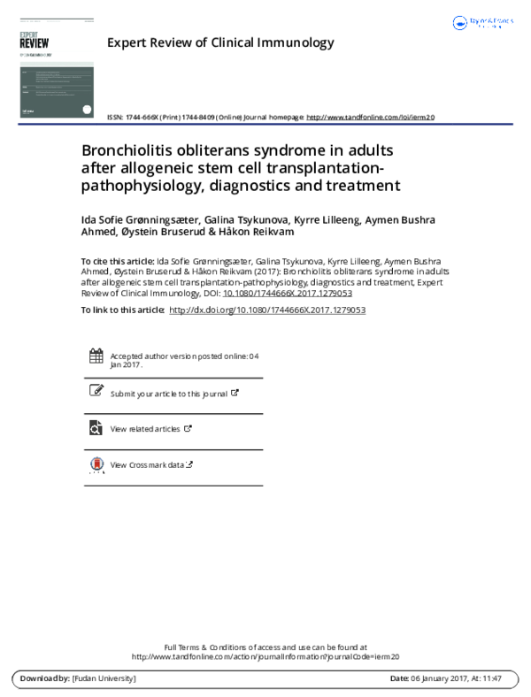(PDF) Bronchiolitis obliterans syndrome in adults after allogeneic stem ...