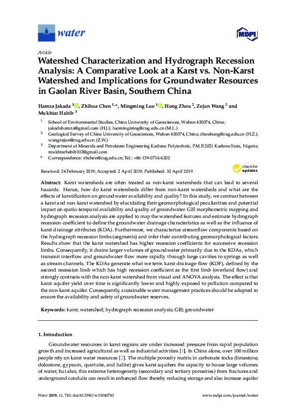 (PDF) Watershed Characterization and Hydrograph Recession Analysis: A ...