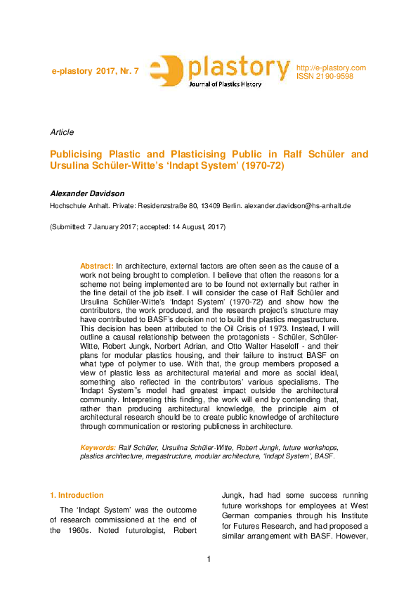 (PDF) 'Publicising Plastic and Plasticising Public in Ralf Schüler and ...