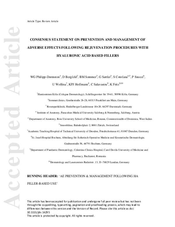 (PDF) Consensus statement on prevention and management of adverse ...