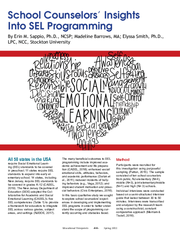 (PDF) School Counselors' Insights Into SEL Programming