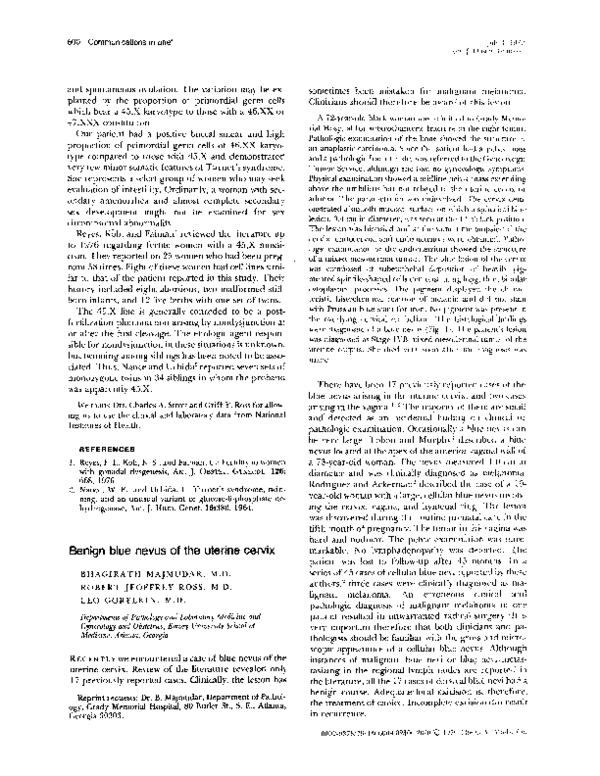 (PDF) Benign blue nevus of the uterine cervix
