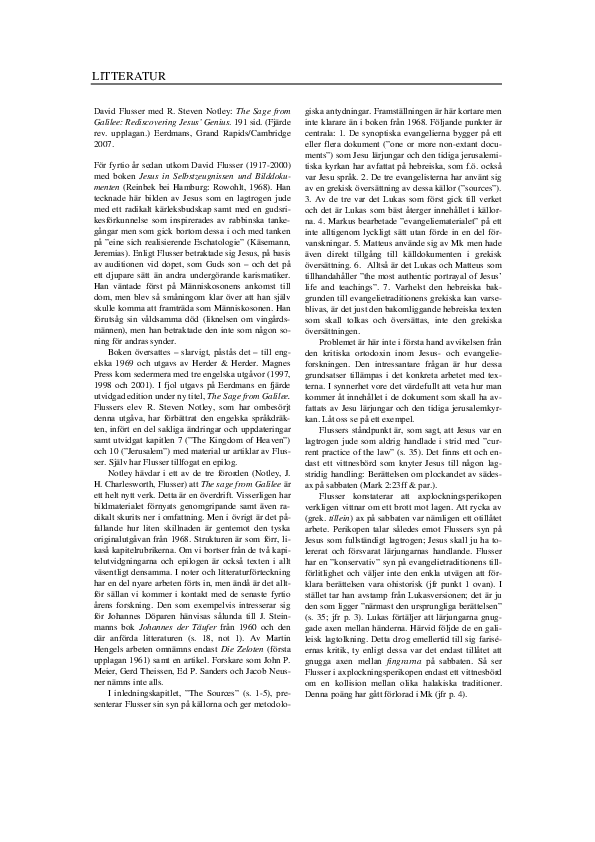 (PDF) David Flusser & R. Steven Notley: The Sage from Galilee ...