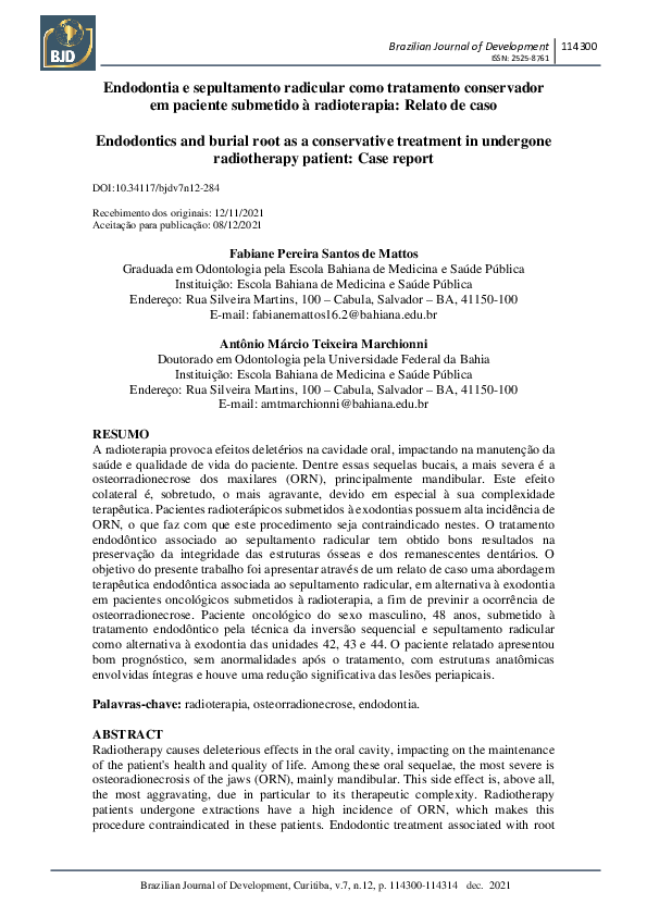 (PDF) Endodontia e sepultamento radicular como tratamento conservador ...