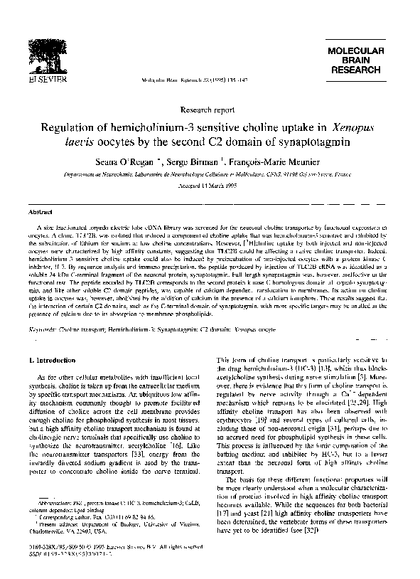 (PDF) Regulation of hemicholinium-3 sensitive choline uptake in Xenopus ...