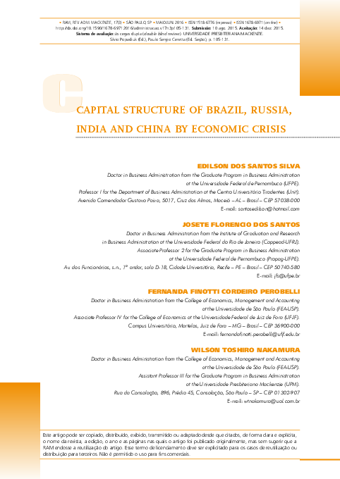 (PDF) Capital Structure of Brazil, Russia, India and China by Economic ...