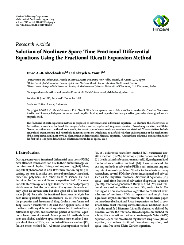 Pdf Solution Of Nonlinear Space Time Fractional Differential