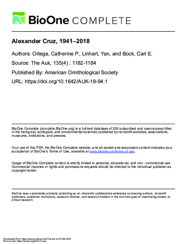 (PDF) Alexander Cruz, 1941–2018