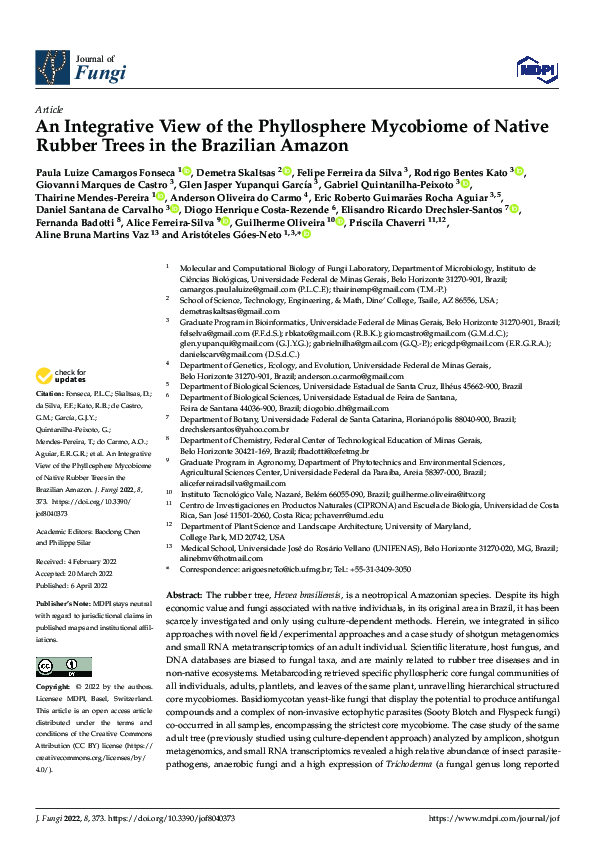 (PDF) An Integrative View of the Phyllosphere Mycobiome of Native ...