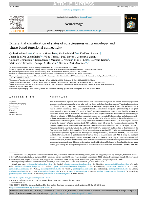 (PDF) Differential classification of states of consciousness using ...