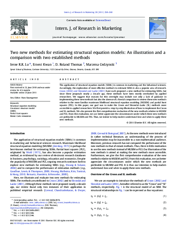 Pdf Two New Methods For Estimating Structural Equation Models An Illustration And A