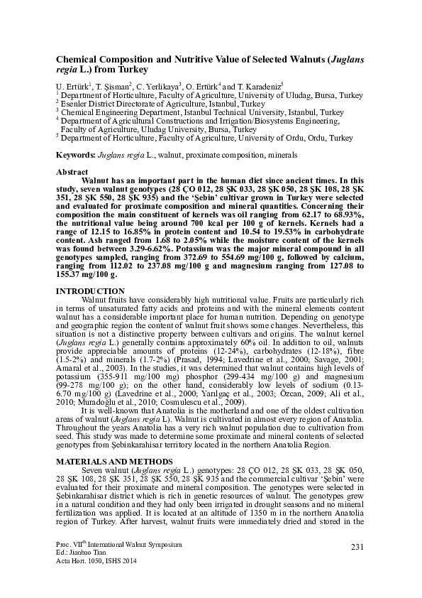 (PDF) Chemical Composition and Nutritive Value of Selected Walnuts ...