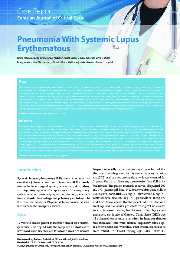 (PDF) Pneumonia with systemic lupus erythematous
