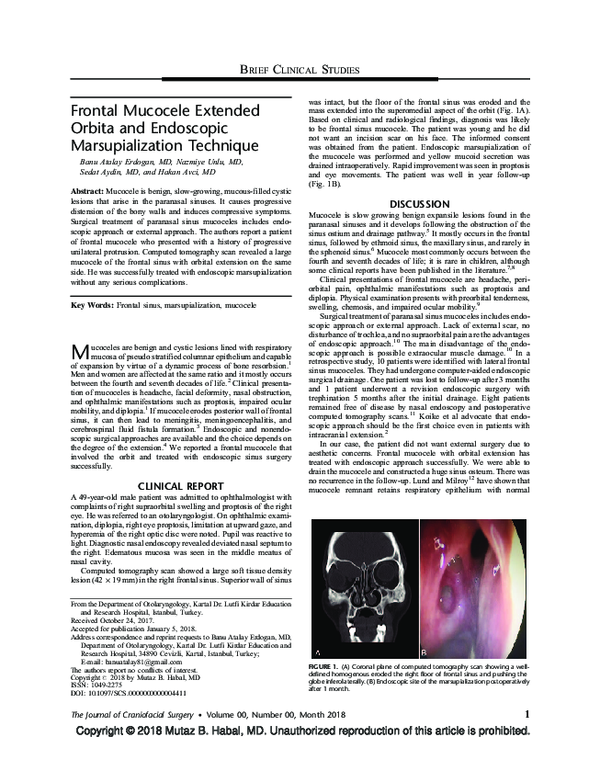 (PDF) Frontal Mucocele Extended Orbita and Endoscopic Marsupialization ...
