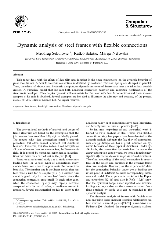 (PDF) Dynamic analysis of steel frames with flexible connections