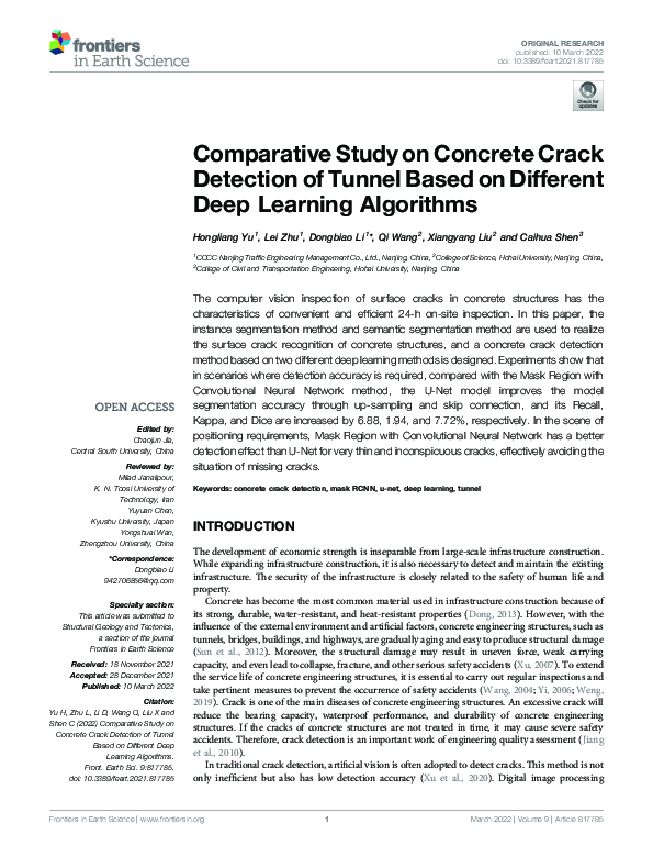 (PDF) Comparative Study on Concrete Crack Detection of Tunnel Based on Different Deep Learning ...