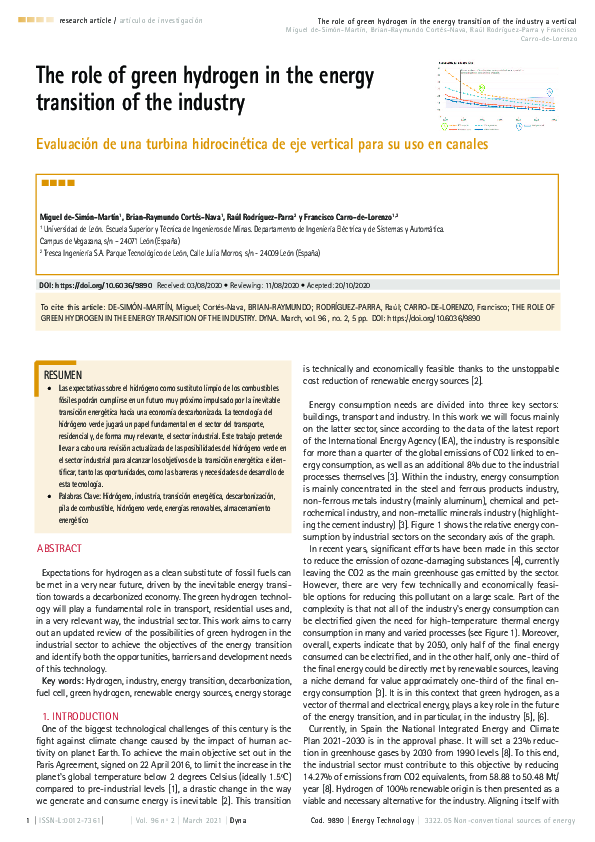 (PDF) The Role of Green Hydrogen in the Energy Transition of the Industry