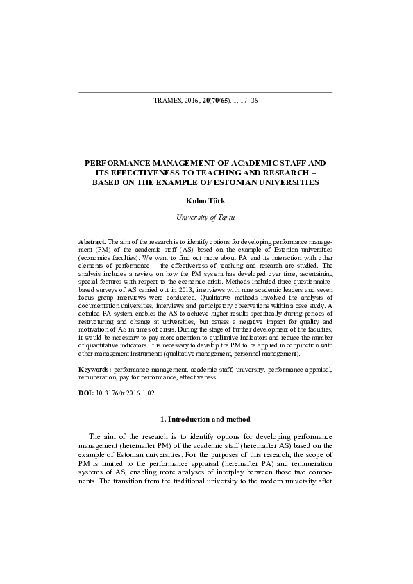 (PDF) Performance Management of Academic Staff and Its Effectiveness to ...