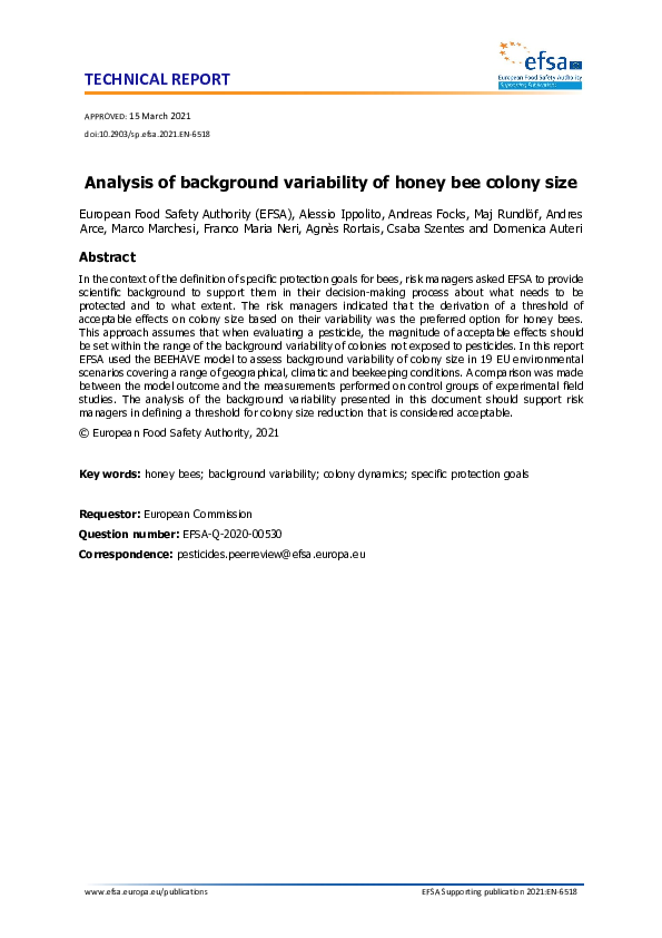 (PDF) Analysis of background variability of honey bee colony size ...