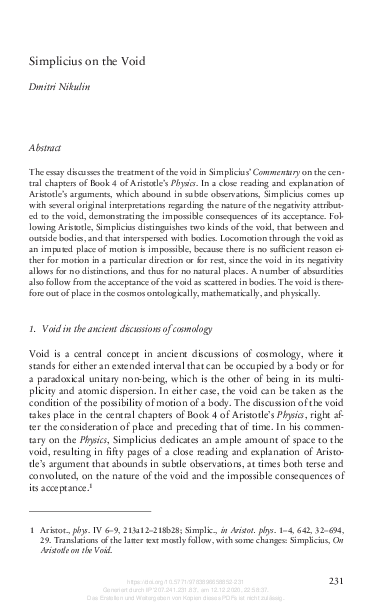 (PDF) Simplicius on the Void