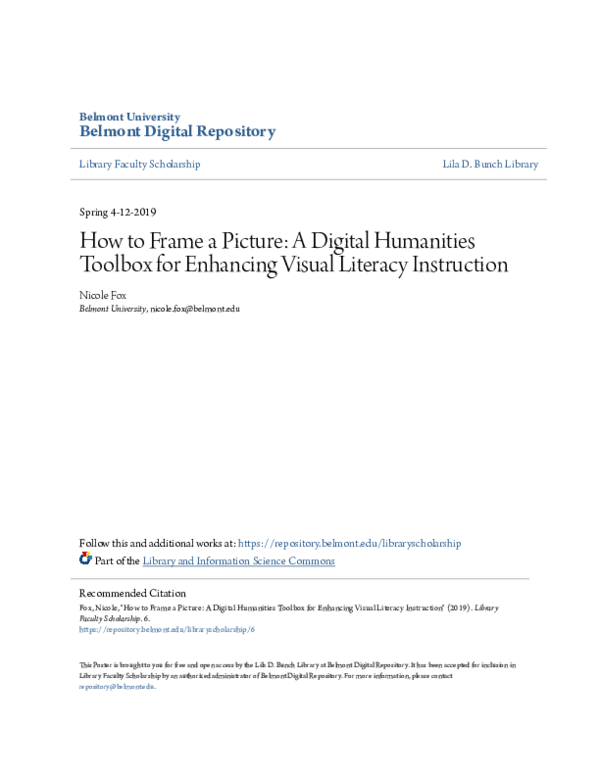(PDF) How to Frame a Picture: A Digital Humanities Toolbox for ...
