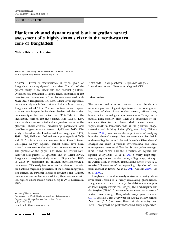 (PDF) Planform channel dynamics and bank migration hazard assessment of ...