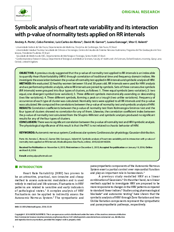 (PDF) Symbolic analysis of heart rate variability and its interaction ...
