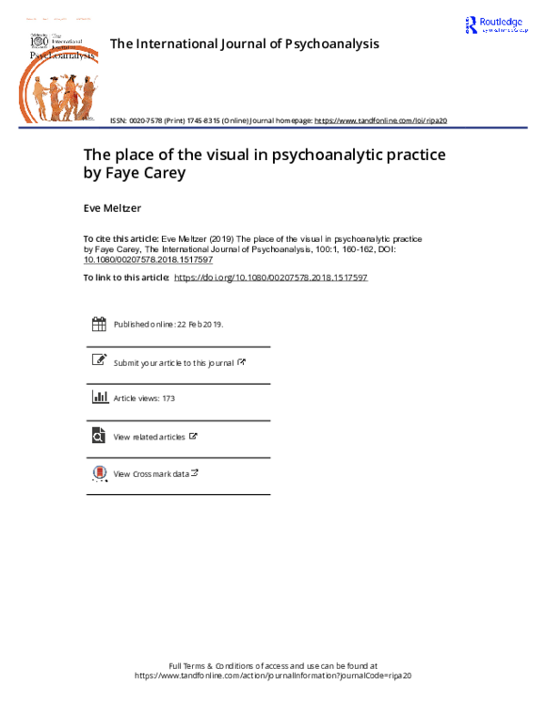 (PDF) The place of the visual in psychoanalytic practice by Faye Carey