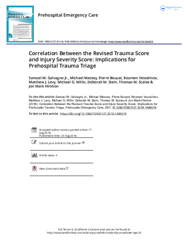 (PDF) Correlation Between the Revised Trauma Score and Injury Severity ...