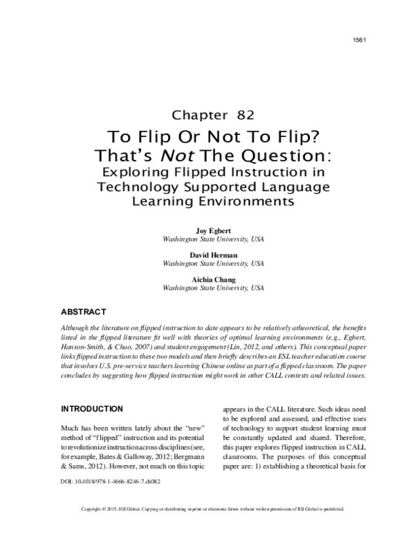 (PDF) To Flip Or Not To Flip? That's Not The Question