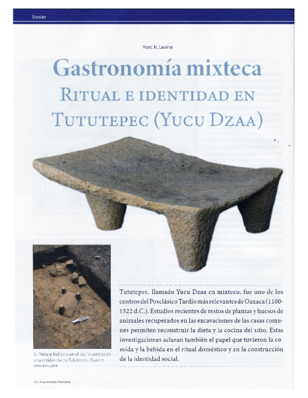 (PDF) Gastronomía mixteca: ritual e identidad en Tututepec (Yucu Dzaa).