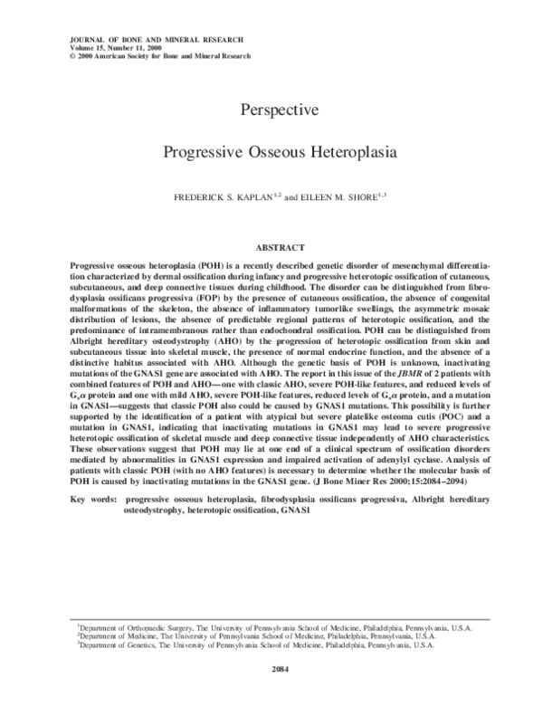 (PDF) Perspective Progressive Osseous Heteroplasia