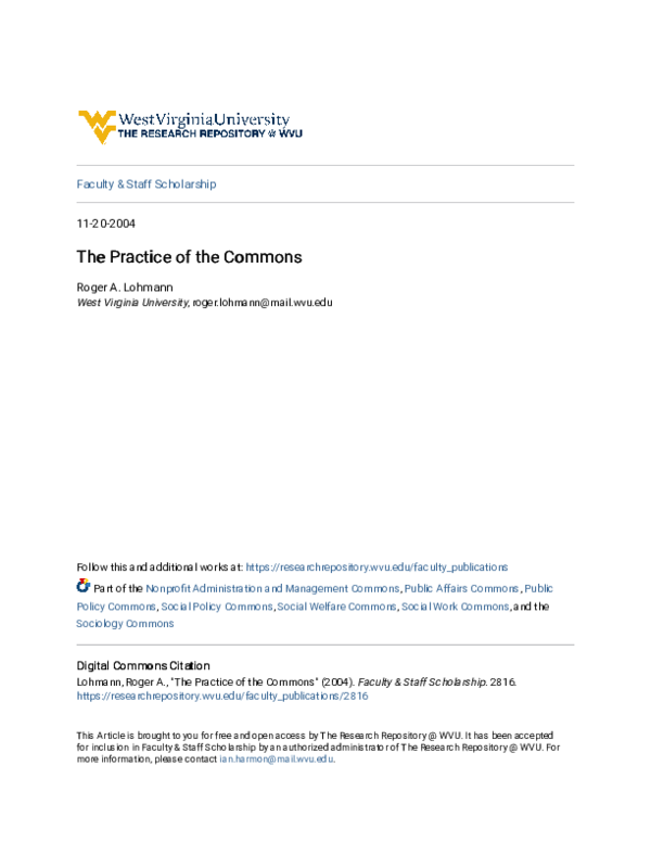 (PDF) The Practice of the Commons