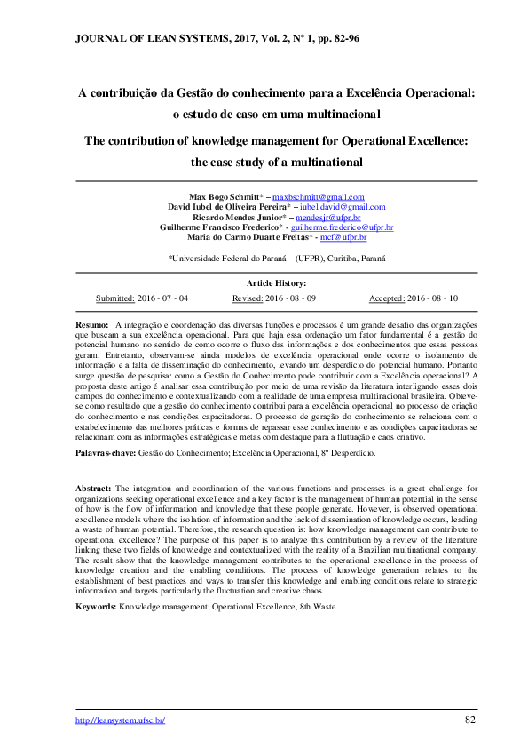 (PDF) A contribuição da Gestão do conhecimento para a Excelência ...