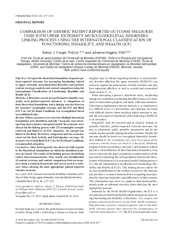 (PDF) Comparison of generic patient-reported outcome measures used with ...