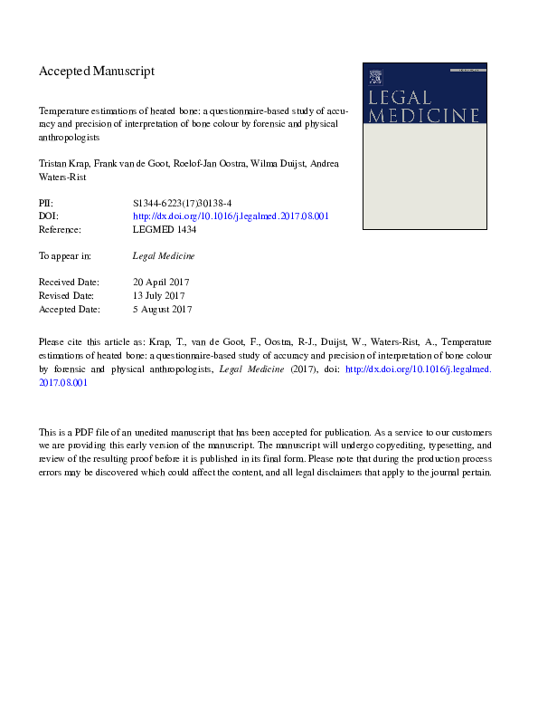 (PDF) Temperature estimations of heated bone: A questionnaire-based ...