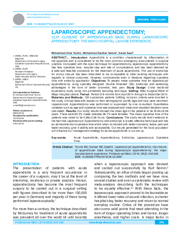 (PDF) Laparoscopic Appendectomy