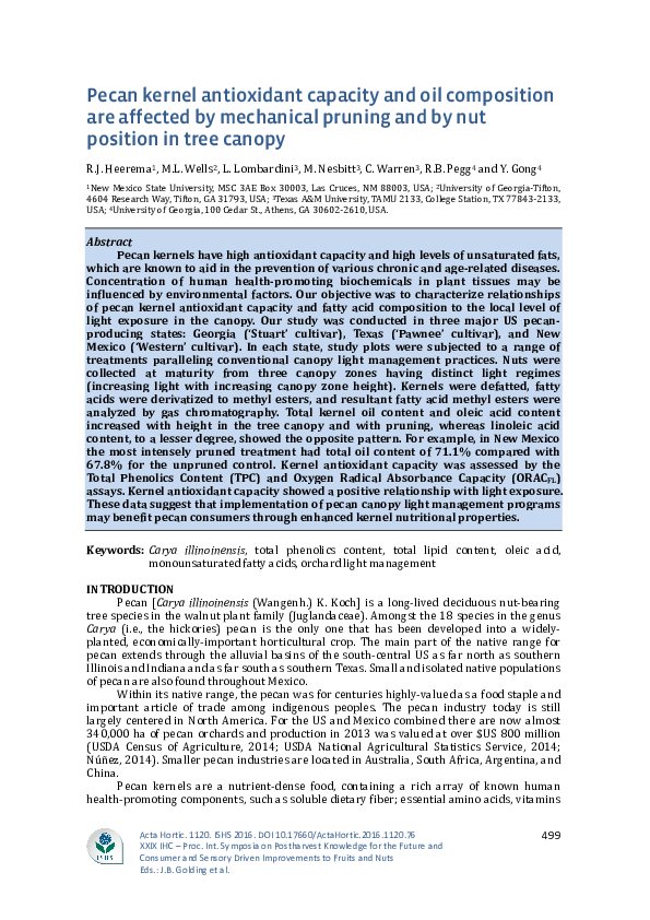 (PDF) Pecan kernel antioxidant capacity and oil composition are ...
