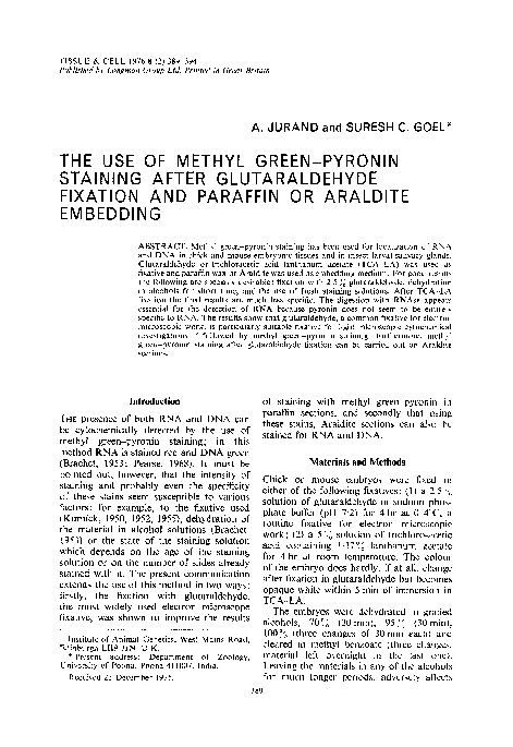 (PDF) The use of methyl green-pyronin staining after glutaraldehyde ...