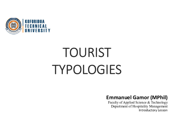 (PDF) Tourist Typology