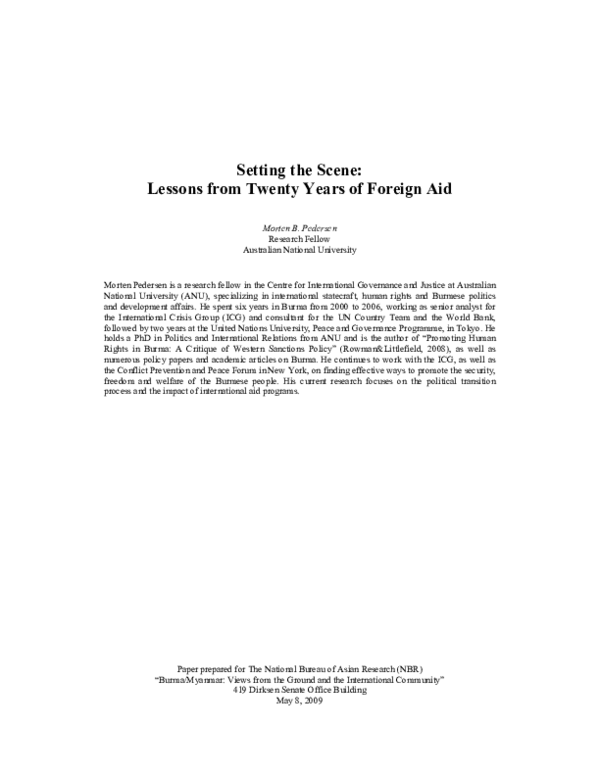 (PDF) Setting the Scene: Lessons from Twenty Years of Foreign Aid
