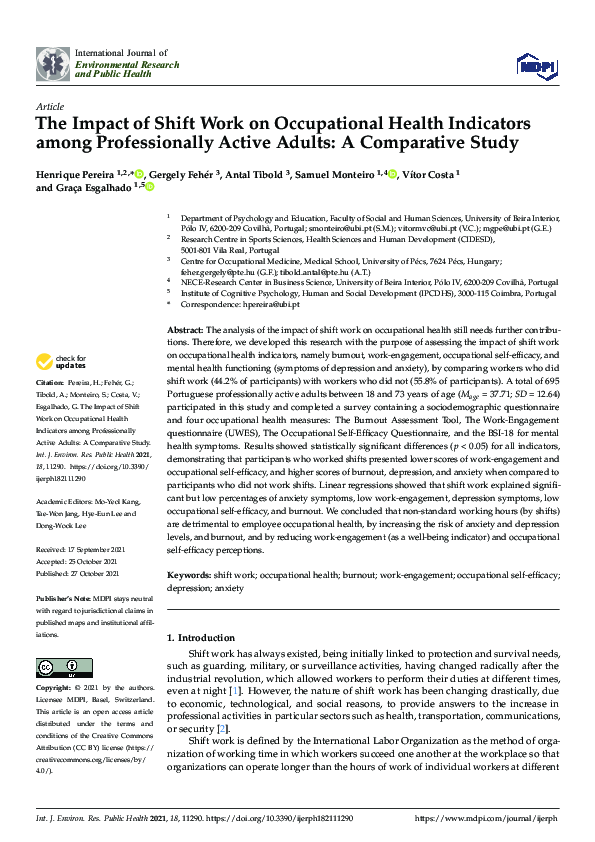 (PDF) The Impact of Shift Work on Occupational Health Indicators among ...