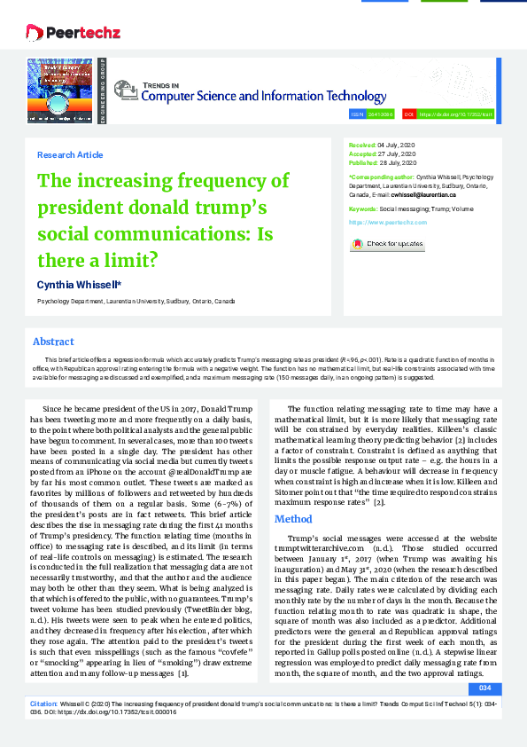(PDF) The increasing frequency of president donald trump’s social ...